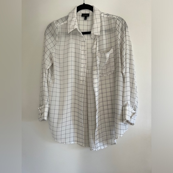 Who What Wear | Tops | Who What Wear Windowpane Blouse | Poshmark